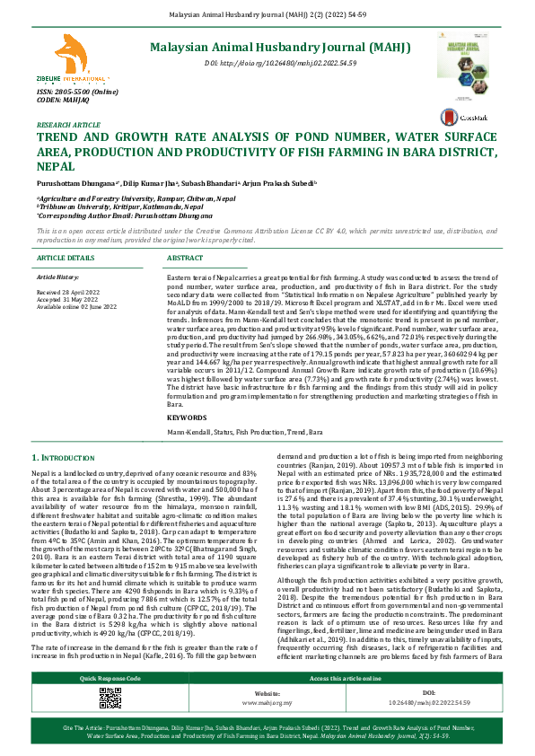 (PDF) Trend and Growth Rate Analysis of Pond Number, Water Surface Area ...