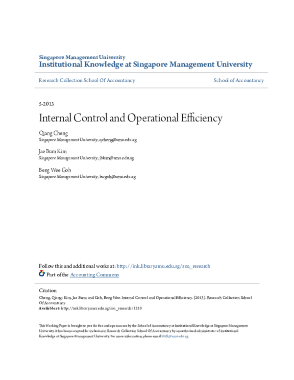 (PDF) Internal Control and Operational Efficiency