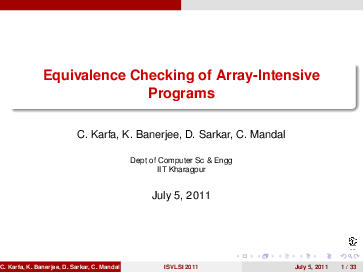 (PDF) Equivalence Checking of Array-Intensive Programs