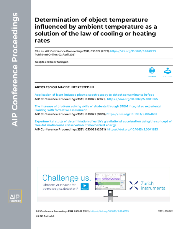 (PDF) Determination of object temperature influenced by ambient ...