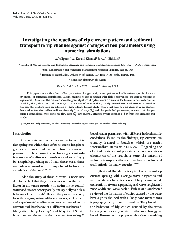 (PDF) Investigating the reactions of rip current pattern and sediment ...