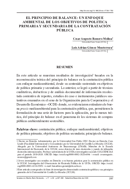 (PDF) El Principio De Balance: Un Enfoque Ambiental De Los Objetivos De ...