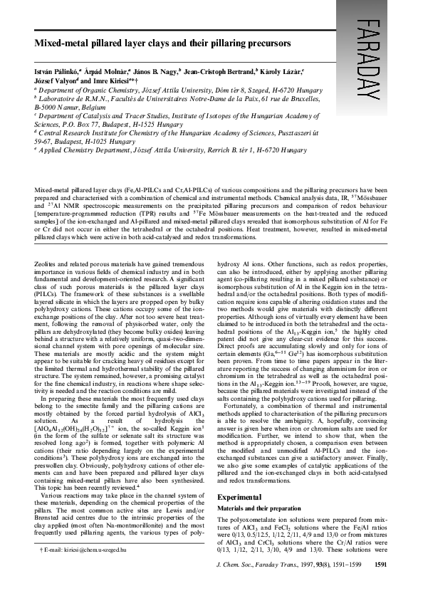 (PDF) Characterization of Mixed-Metal Pillared Clays