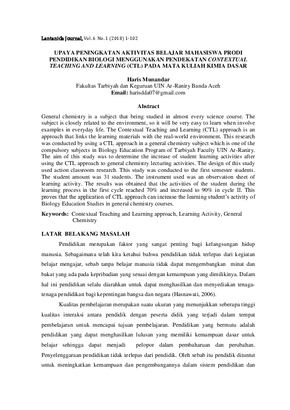 (PDF) Upaya Peningkatan Aktivitas Belajar Mahasiswa Prodi Pendidikan Biologi Menggunakan ...