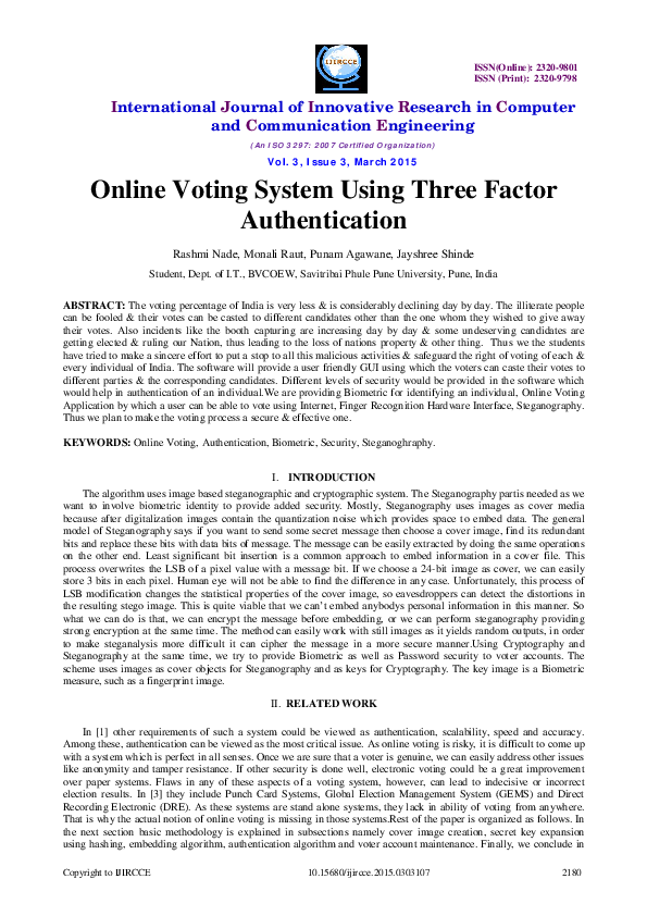 (PDF) Online Voting System Using Three FactorAuthentication