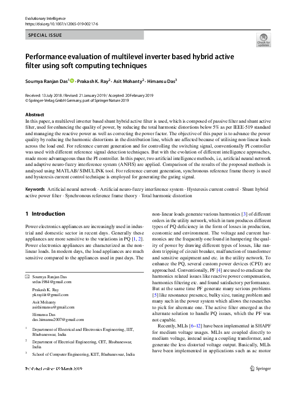 (PDF) Performance evaluation of multilevel inverter with advance PWM control techniques