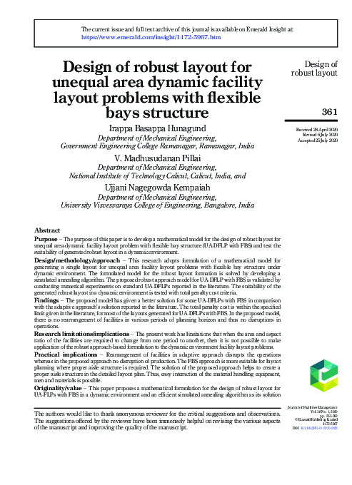 (PDF) Design of robust layout for unequal area dynamic facility layout problems with flexible ...