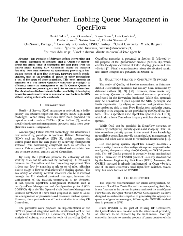 (PDF) The QueuePusher: Enabling Queue Management in OpenFlow