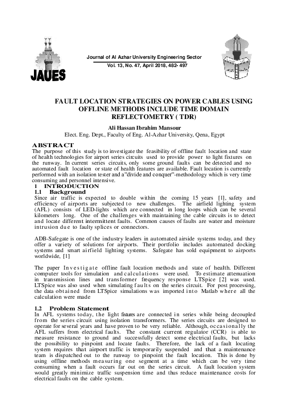 Pdf Fault Location Strategies On Power Cables Using Offline Methods