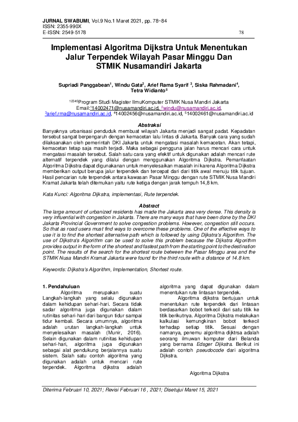 (PDF) Implementasi Algoritma Dijkstra Untuk Menentukan Jalur Terpendek ...