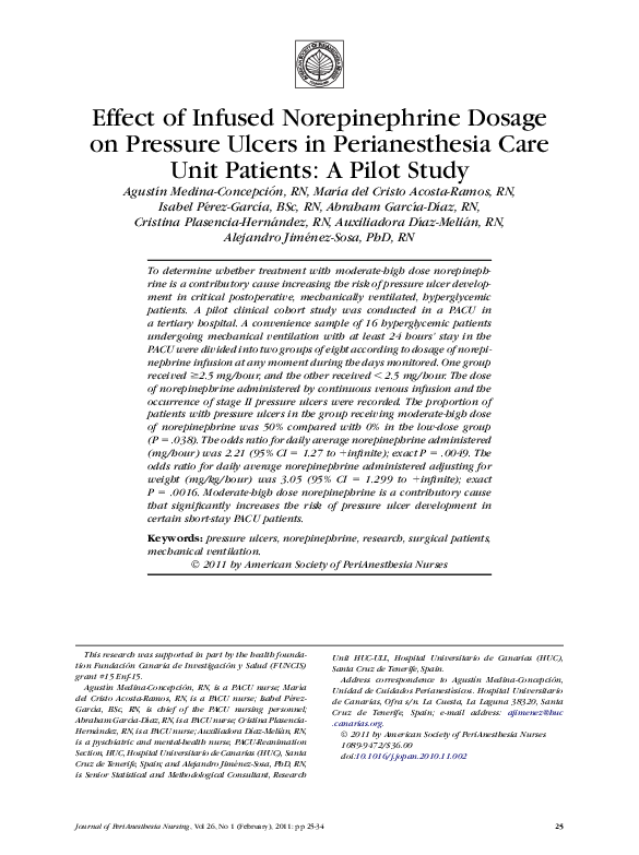(PDF) Effect of infused norepinephrine dosage on pressure ulcers in ...