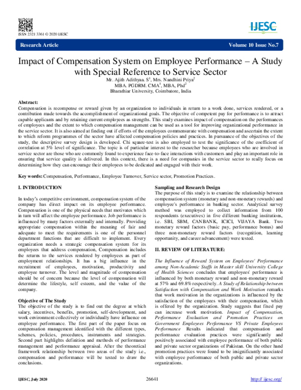 (PDF) Impact of Compensation System on Employee Performance – A Study ...