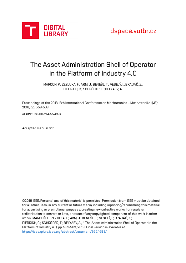 Pdf The Asset Administration Shell Of Operator In The Platform Of Industry 40