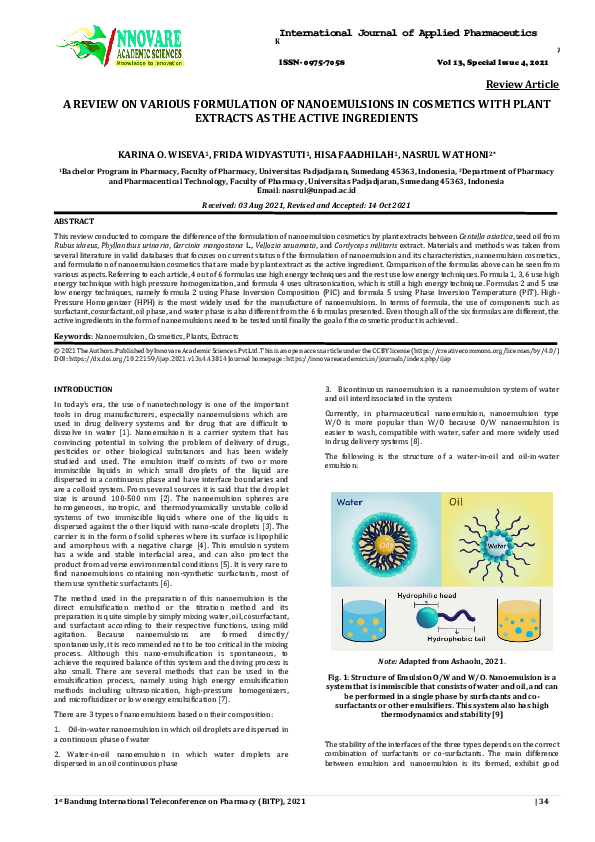 (PDF) Comparative Study of Nanoemulsion Formulations in Cosmetics