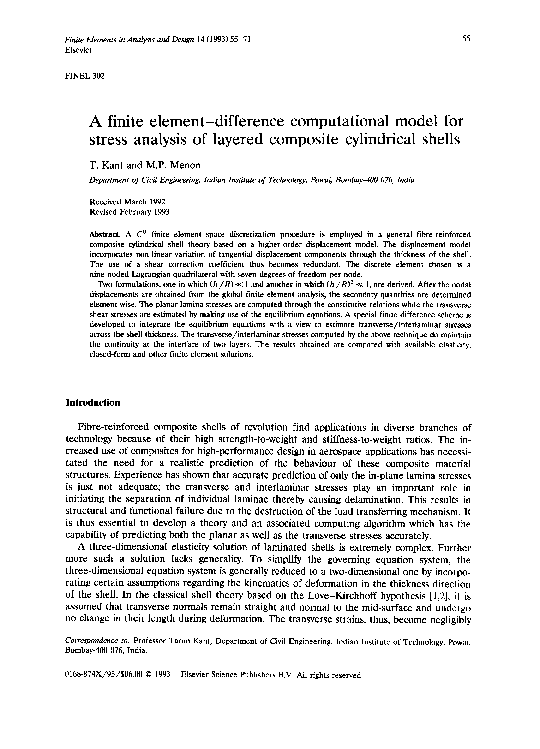 Pdf A Finite Element Difference Computational Model For Stress Analysis Of Layered Composite