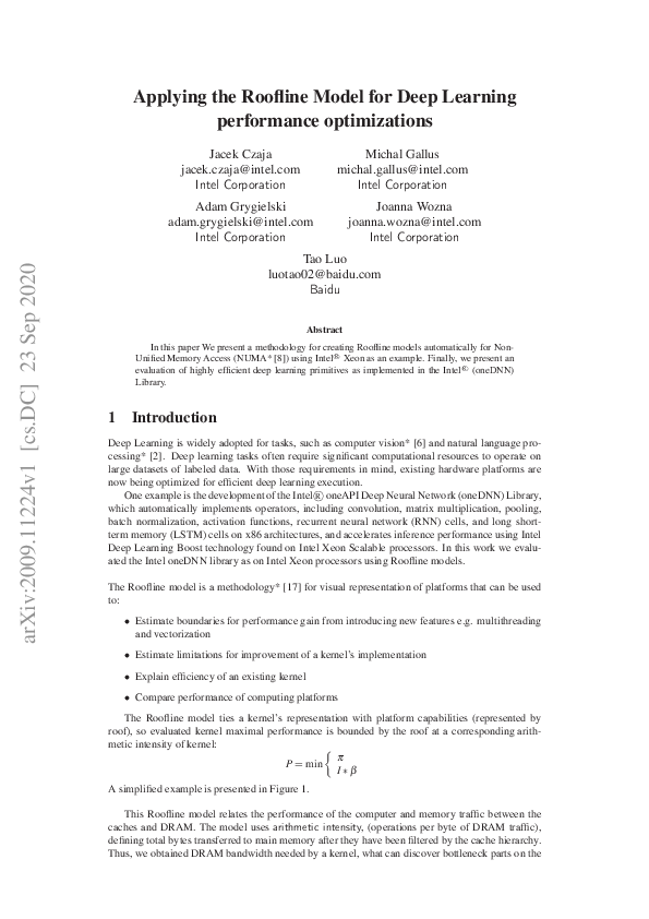 (PDF) Applying the Roofline model for Deep Learning performance ...