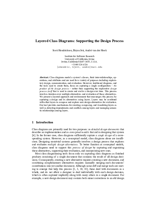 (PDF) Layered Class Diagrams: Supporting the Design Process