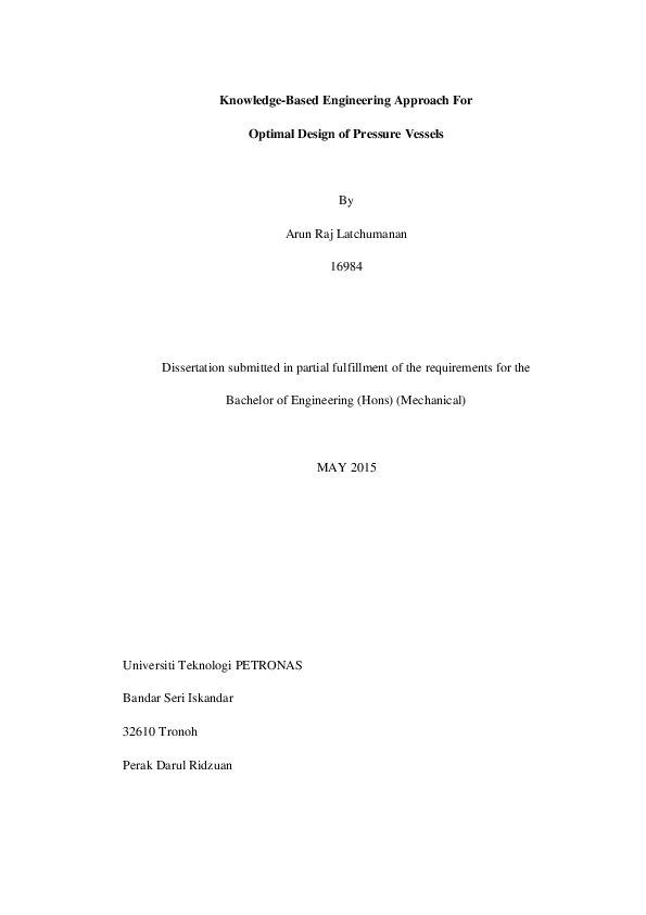 (PDF) Knowledge-Based engineering approach for optimal design of pressure vessels