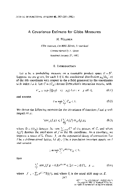(PDF) A covariance estimate for Gibbs measures