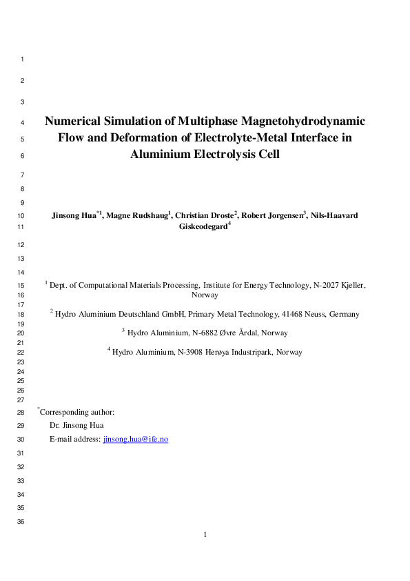 (PDF) Numerical Simulation of Multiphase Magnetohydrodynamic Flow and Deformation of Electrolyte ...