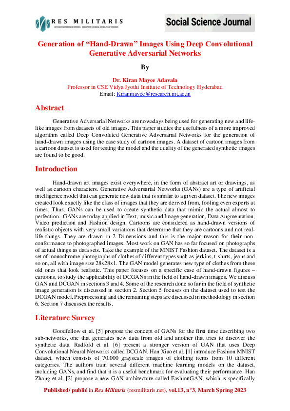 Pdf Generation Of Hand Drawn Images Using Deep Convolutional 7044