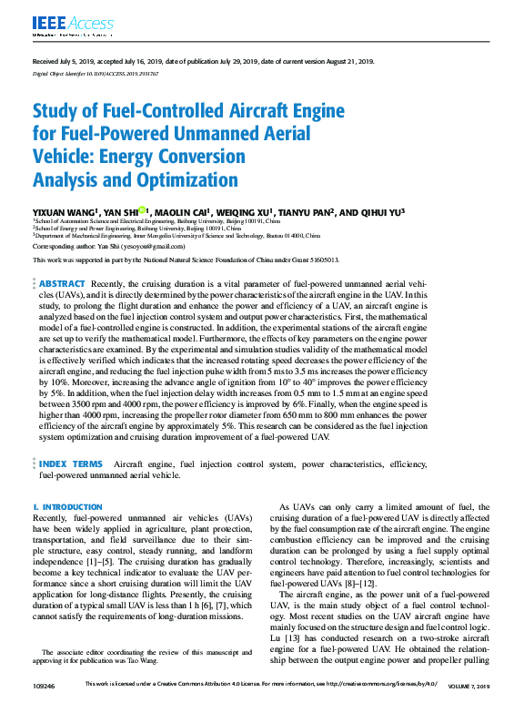 (PDF) Study of Fuel-Controlled Aircraft Engine for Fuel-Powered ...