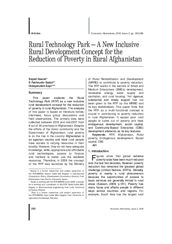 (PDF) Rural Technology Park – A New Inclusive Rural Development Concept ...