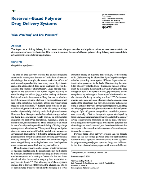 (PDF) Reservoir-based polymer drug delivery systems