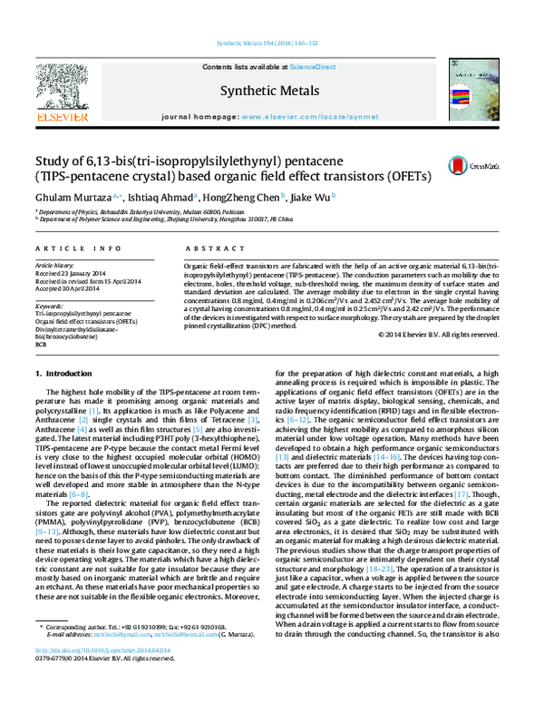 (PDF) Study of 6,13-bis(tri-isopropylsilylethynyl) pentacene (TIPS ...