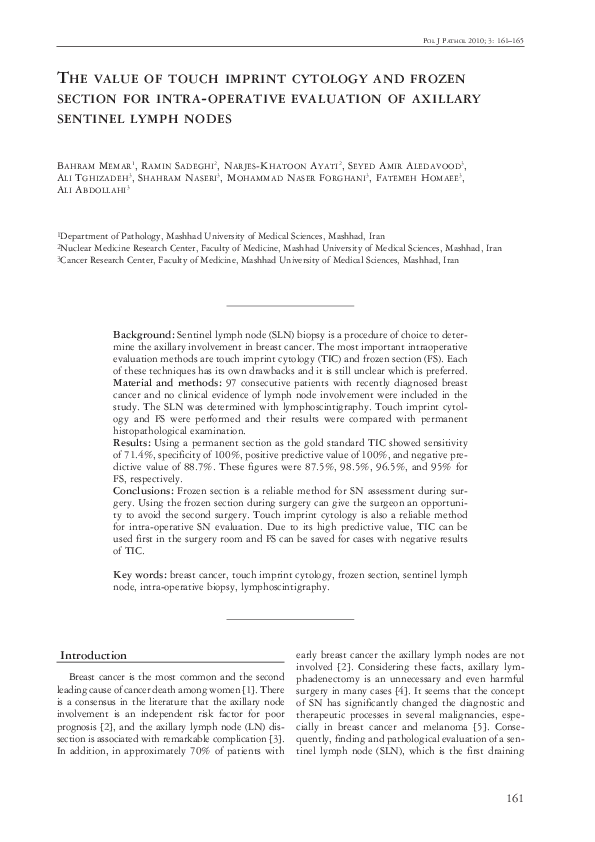(PDF) The value of touch imprint cytology and frozen section for intra ...