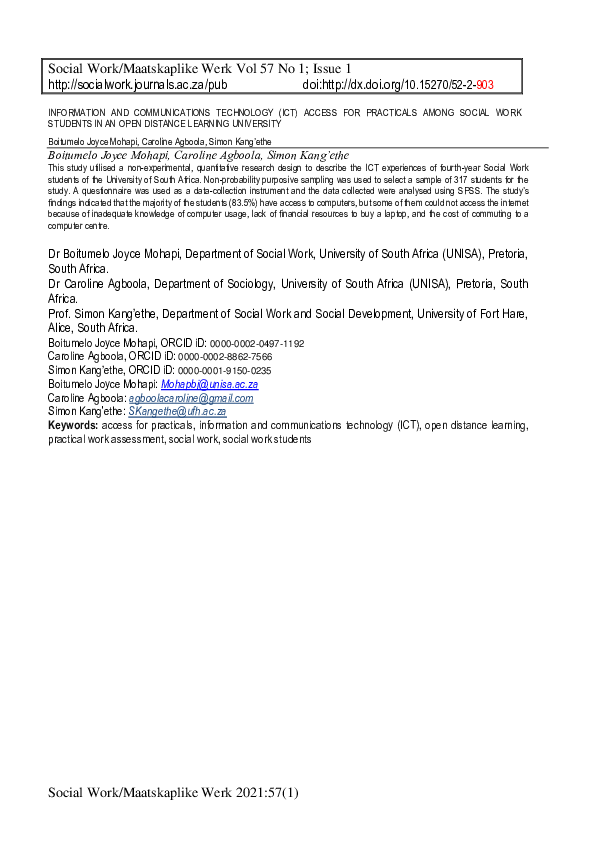 Pdf Information And Communications Technology Ict Access For 9985