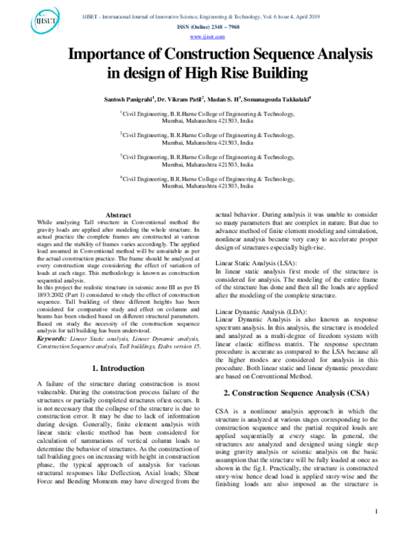 (PDF) Importance of Construction Sequence Analysis in design of High ...