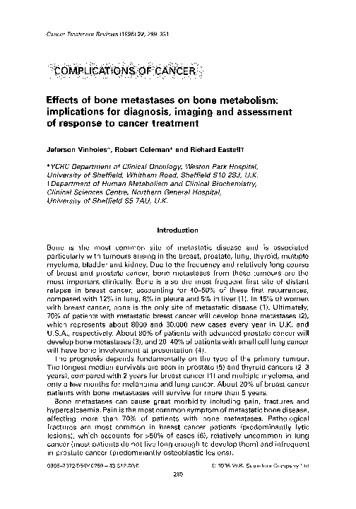 (PDF) Effects of bone metastases on bone metabolism: implications for ...