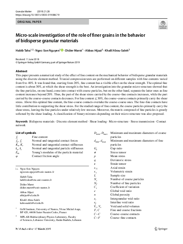 (PDF) Micro-scale investigation of the role of finer grains in the ...