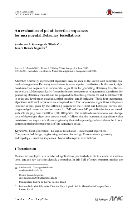 (PDF) An evaluation of point-insertion sequences for incremental ...