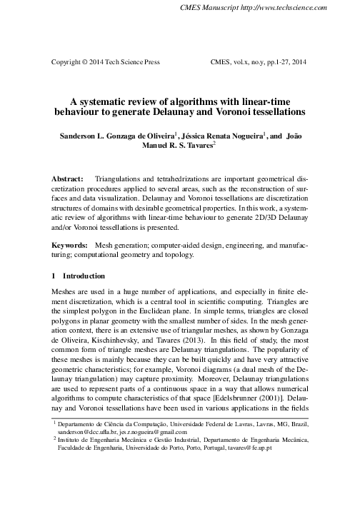(PDF) A systematic review of algorithms with linear-time behaviour to generate Delaunay and ...