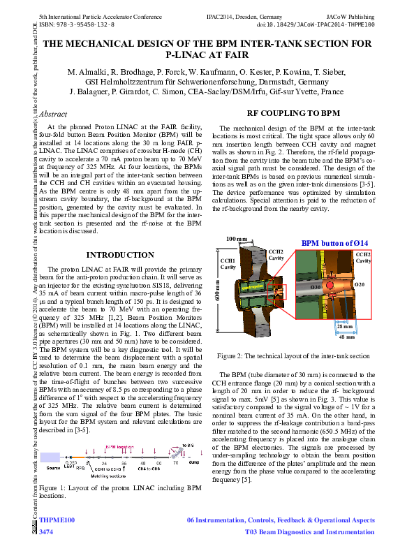 (PDF) The Mechanical Design of the BPM Inter-tank Section for P-linac ...