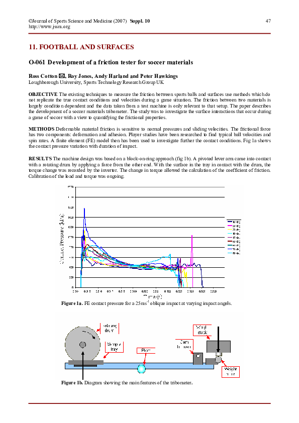 (PDF) 11. FOOTBALL AND SURFACES O-061 Development of a friction tester ...