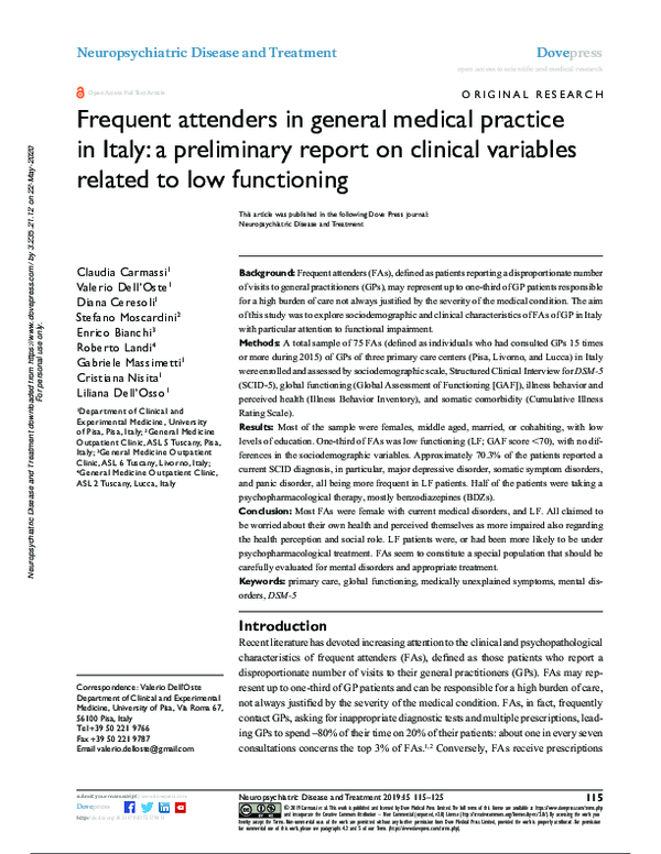 (PDF) Frequent attenders in general medical practice in Italy: a ...