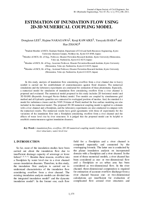 (PDF) Estimation of Inundation Flow Using 2D-3D Numerical Coupling Model