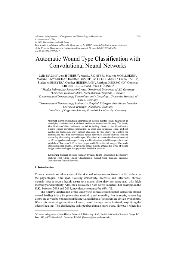 (PDF) Automatic Wound Type Classification with Convolutional Neural Networks