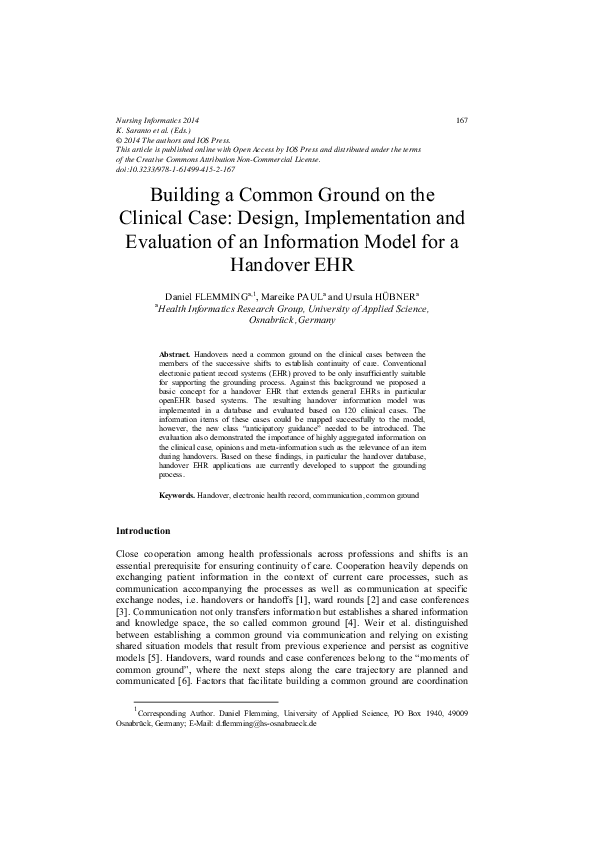 (PDF) Building a Common Ground on the Clinical Case: Design ...