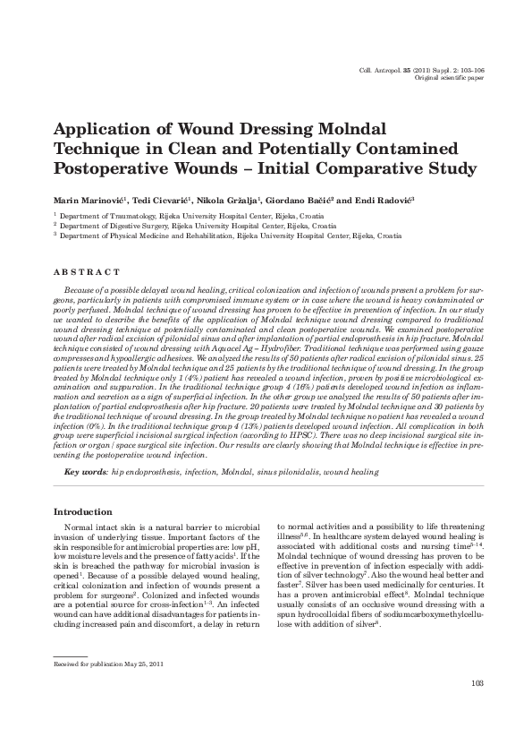 (PDF) Application of wound dressing Molndal technique in clean and ...