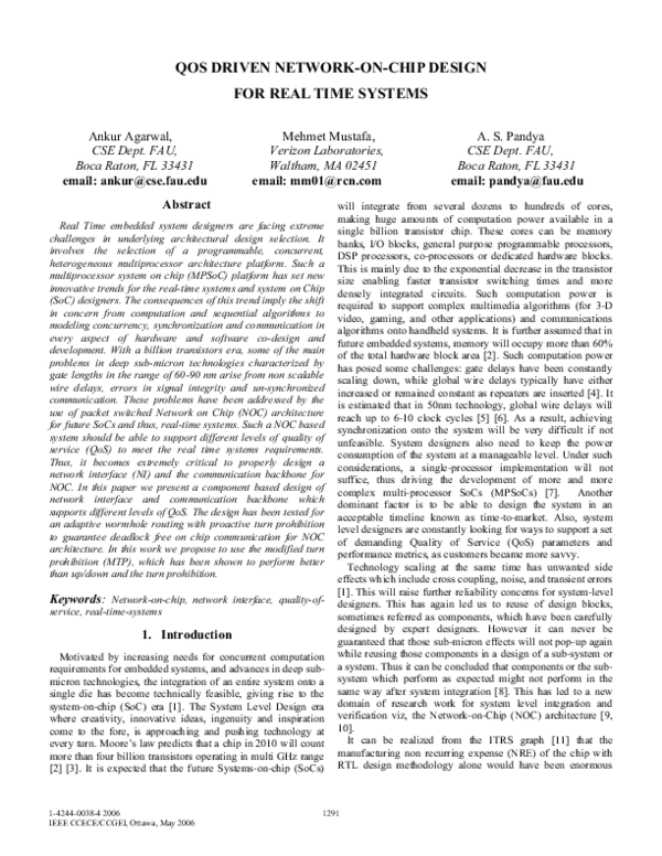 Pdf Qos Driven Network On Chip Design For Real Time Systems