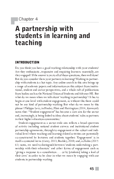 (PDF) A partnership with students in learning and teaching