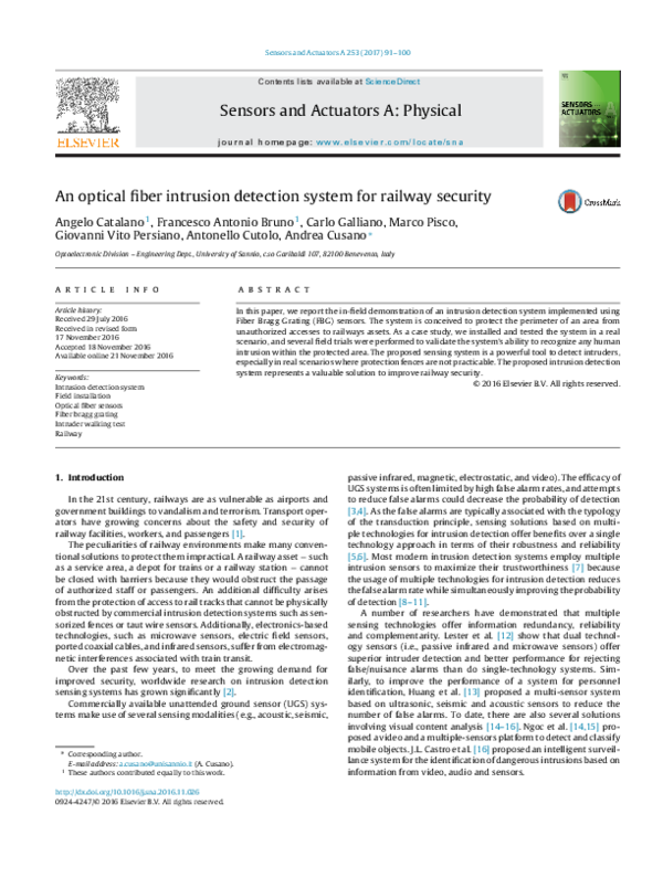 (PDF) An optical fiber intrusion detection system for railway security