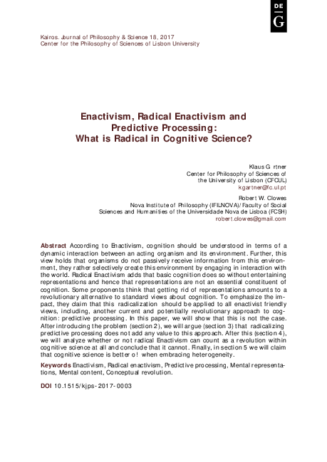 (PDF) Enactivism, Radical Enactivism and Predictive Processing: What is ...