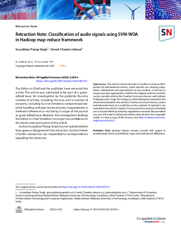 (PDF) Retraction Note: Classification of audio signals using SVM-WOA in Hadoop map-reduce ...