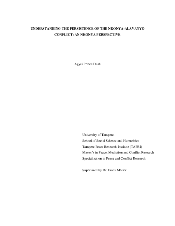 (PDF) Understanding the Persistence of the Nkonya-Alavanyo Conflict: An ...