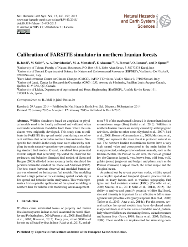 (PDF) Calibration of FARSITE fire area simulator in Iranian northern ...